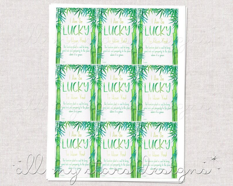 PRINTABLE I Am so LUCKY to Have You! Bamboo Plant Gift Tag | Instant ...