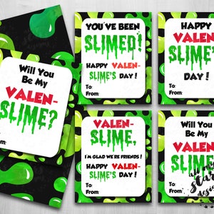 PRINTABLE Valentine SLIME Cards - Set of 4 | Instant Download | Valen ...