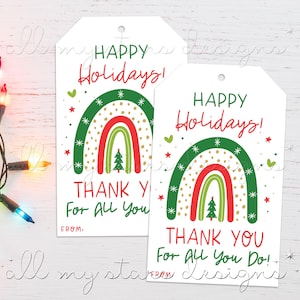 PRINTABLE Happy Holidays! Thank You for All You Do! Christmas Rainbow ...
