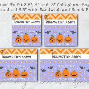 PRINTABLE Trick or Treat, Pumpkin Teeth Candy Corn Treat Toppers ...