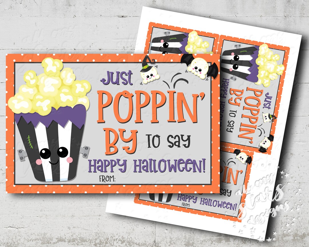 PRINTABLE Just POPPIN' BY to Say Happy Halloween Tag - Etsy
