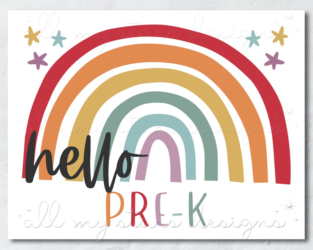 PRINTABLE Hello Pre-k Rainbow Photo Sign | Instant Download | Back to ...