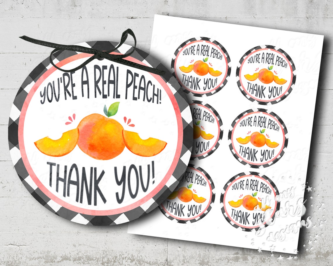 PRINTABLE You're a Real Peach Thank You Tag Instant | Etsy