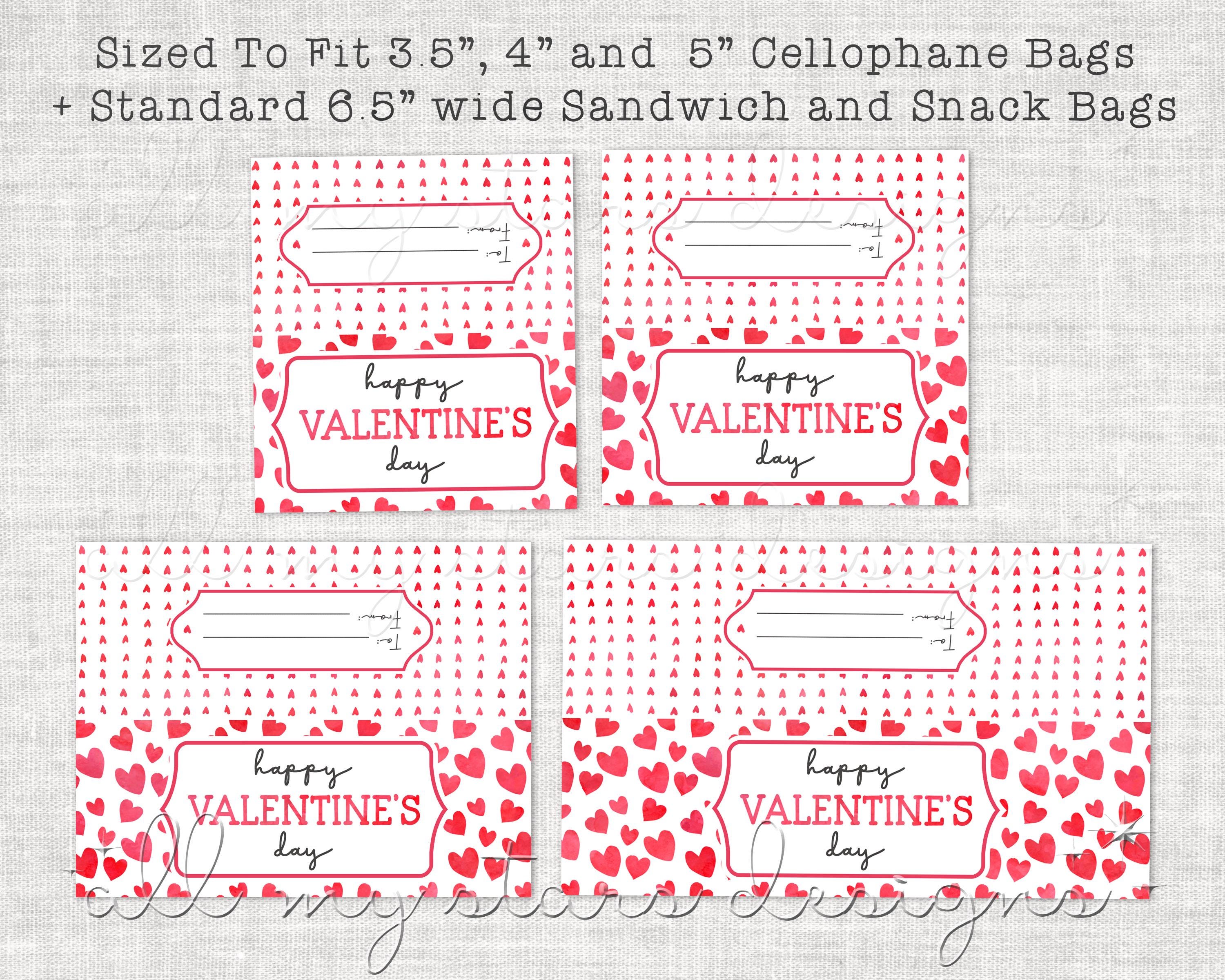 PRINTABLE Happy Valentine's Day! Watercolor Hearts Bag Toppers ...