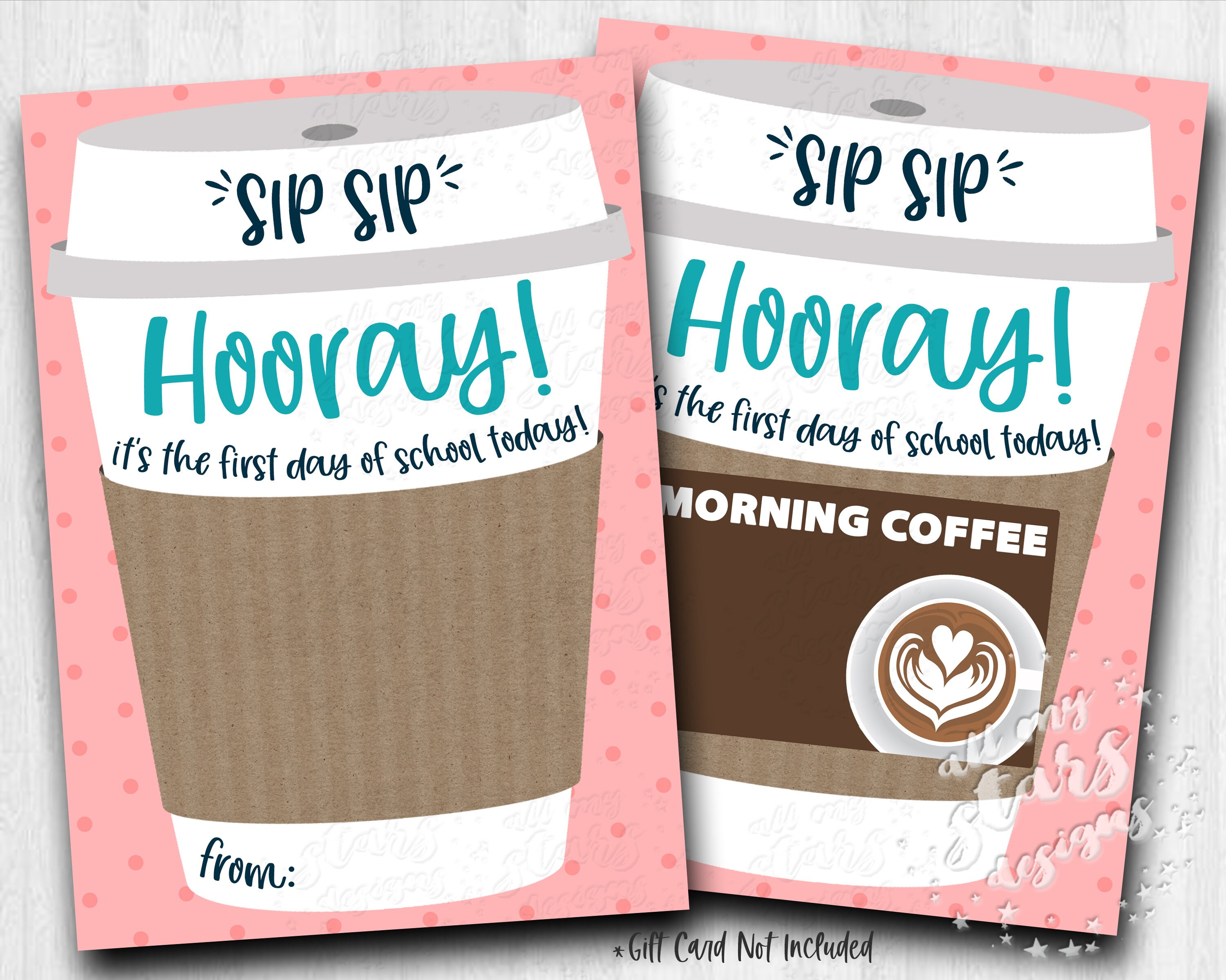 PRINTABLE Coffee Gift Card Holder Teacher Back to School Staff First ...
