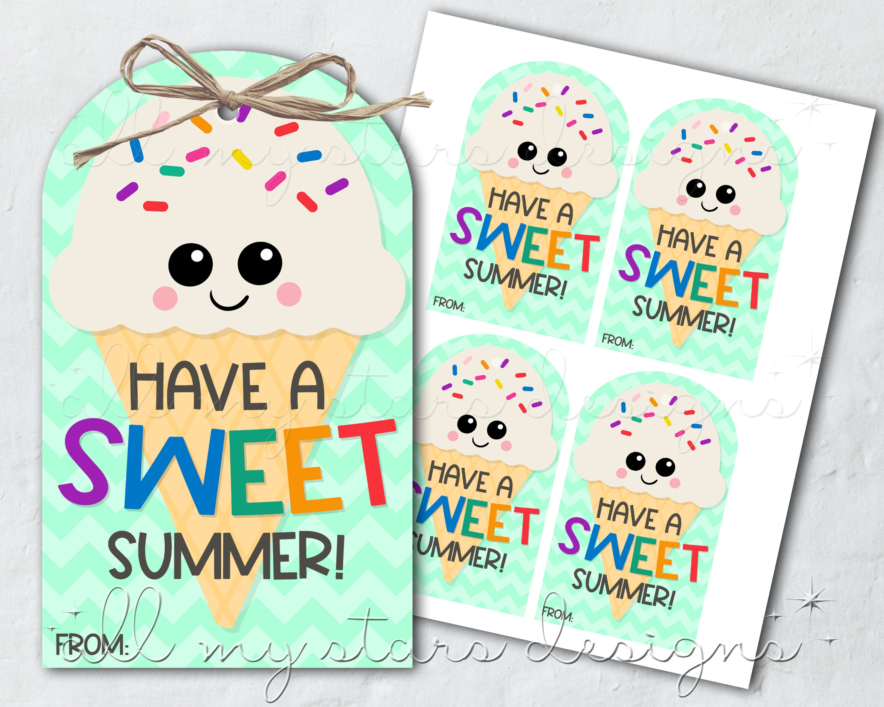 PRINTABLE Have a SWEET Summer Ice Cream Tag Instant - Etsy