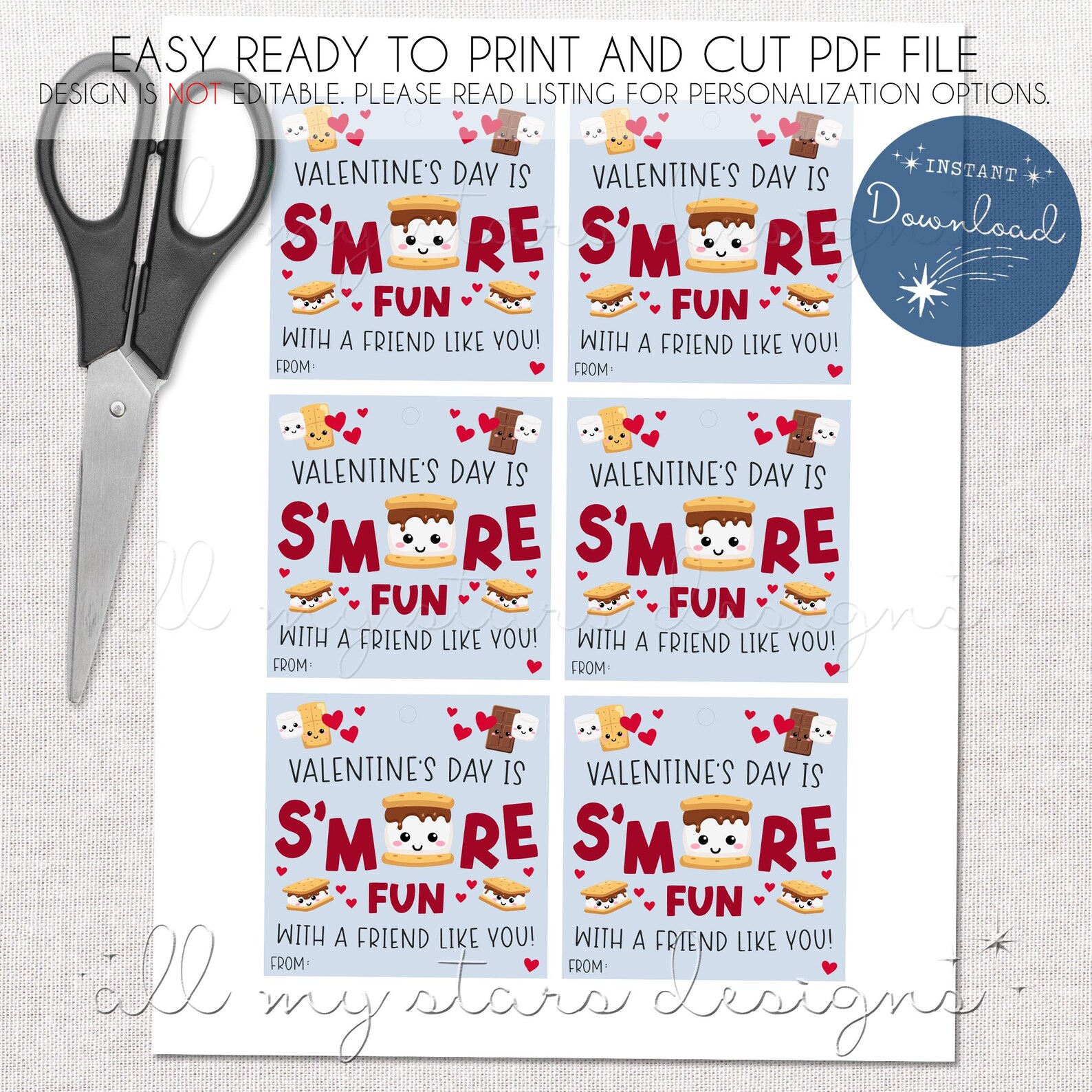 PRINTABLE Valentine's Day is S'MORE Fun With a Friend Like You! Happy ...