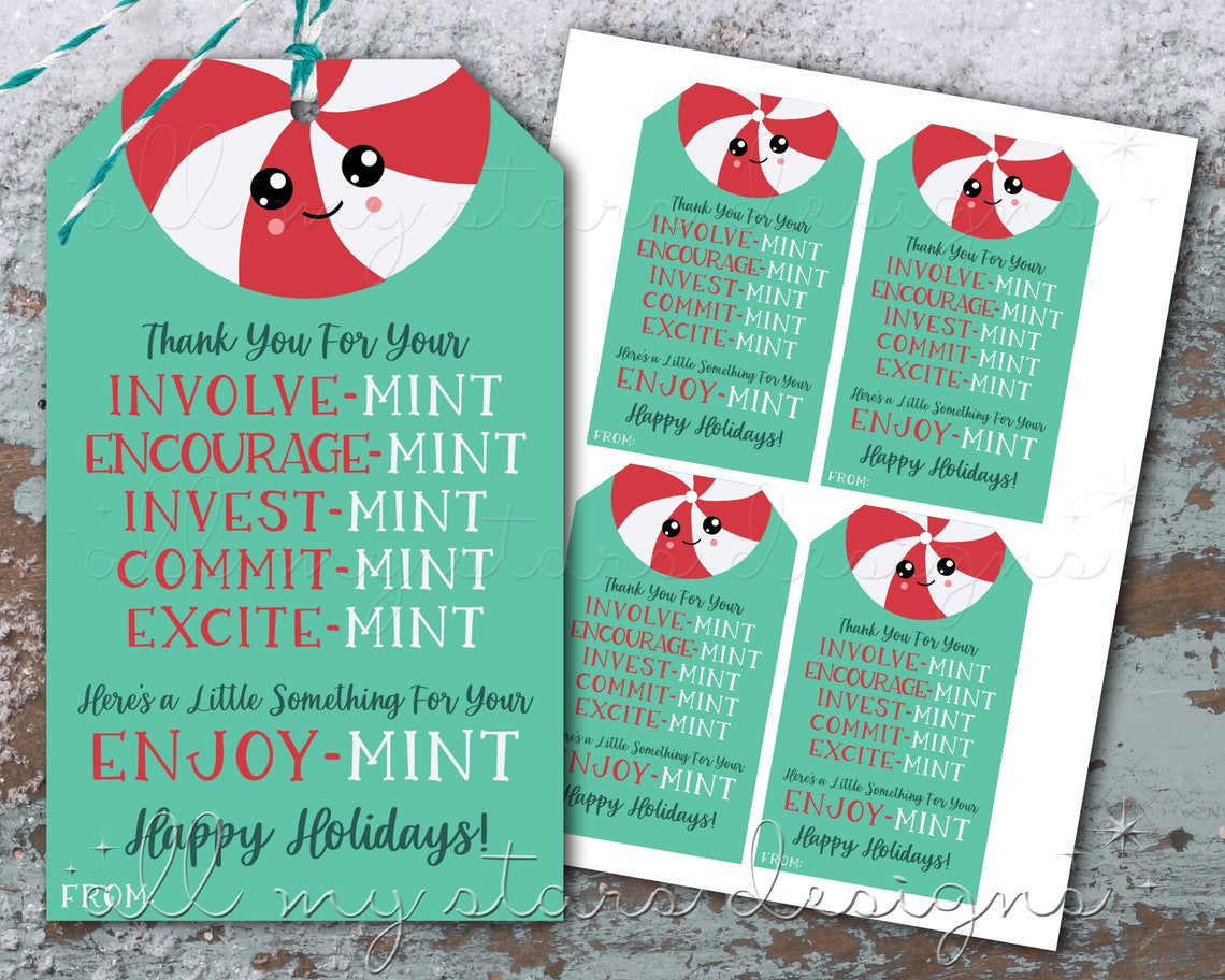Printable Thank You for Your Involve-mint Encourage-mint - Etsy