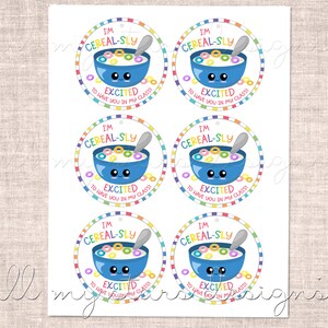 PRINTABLE I'm CEREAL-SLY Excited to Have You in My Class! Tag | Instant ...