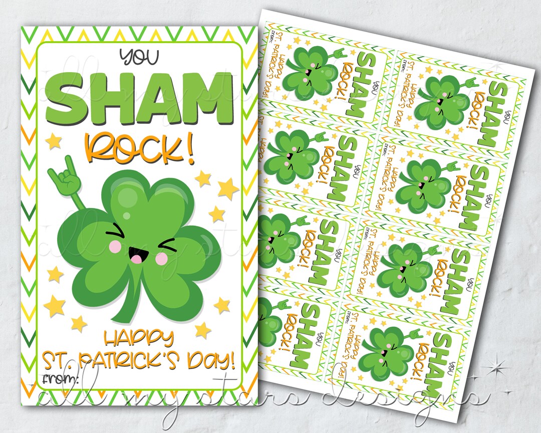 PRINTABLE You Sham-rock! Happy St. Patrick's Day! Cute Shamrock Tag ...