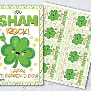 PRINTABLE You Sham-rock! Happy St. Patrick's Day! Cute Shamrock Tag ...