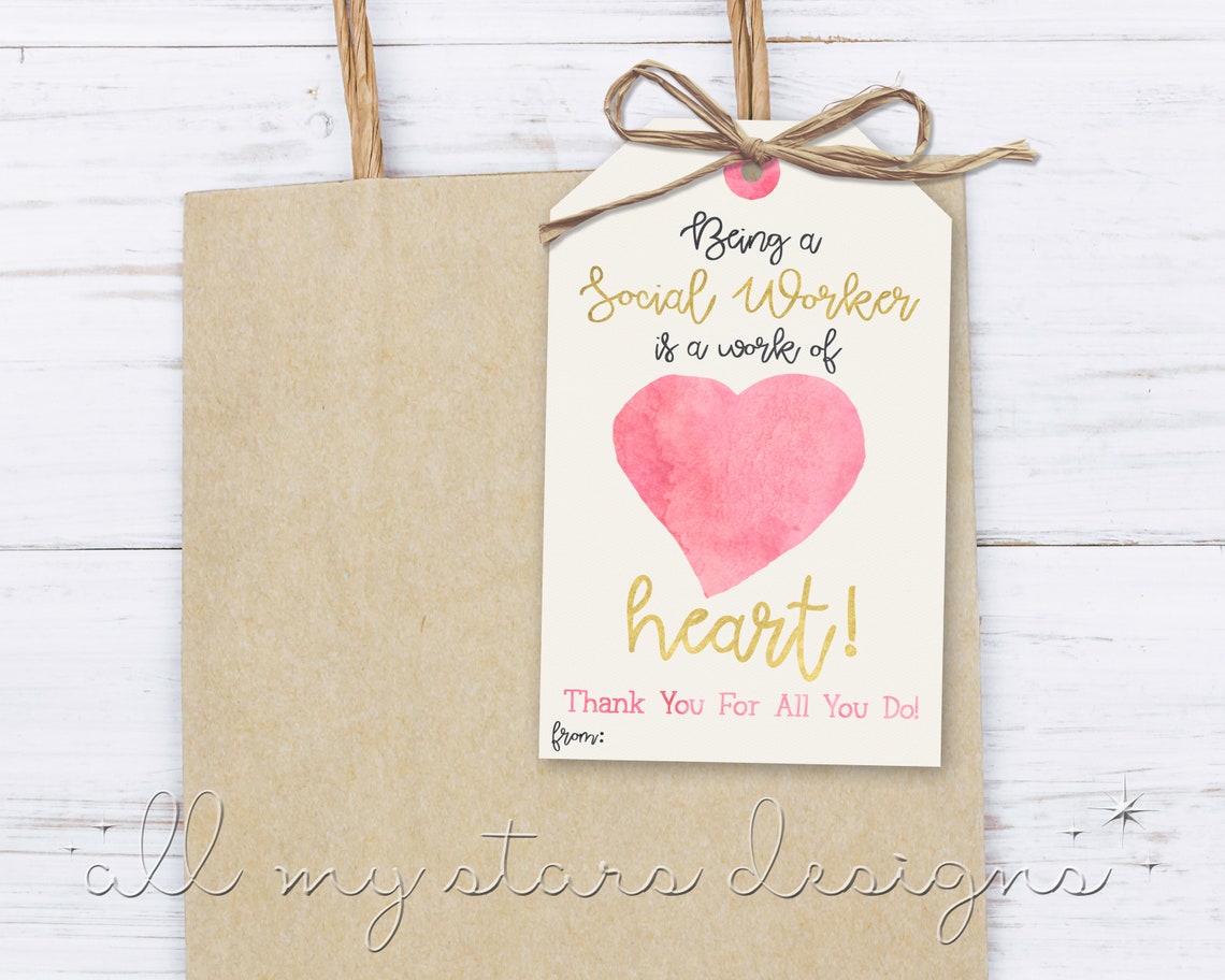 PRINTABLE Being a Social Worker is a Work of Heart! Watercolor Heart ...