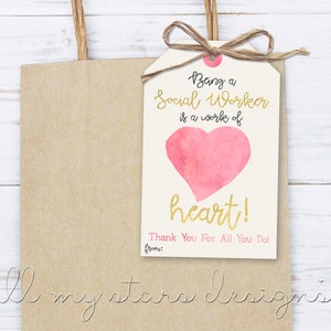 PRINTABLE Being a Social Worker is a Work of Heart! Watercolor Heart ...