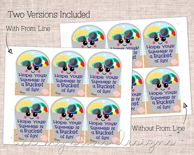 PRINTABLE Hope Your Summer IS a BUCKET of Fun! Tag | Instant Download ...
