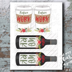 PRINTABLE Before Work, After Work Tag Set | Coffee & Wine Holiday Tags ...