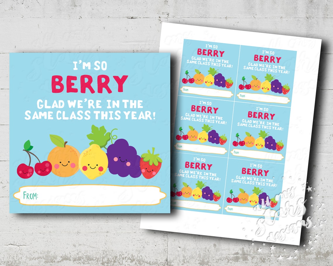 PRINTABLE I'm so BERRY Glad We're in the Same Class | Etsy