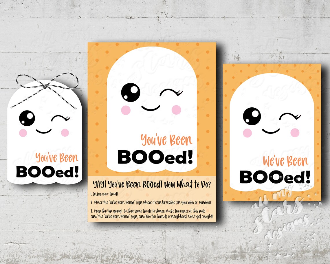 PRINTABLE You've Been Booed Cute Ghost Tag and Sign Set - Etsy