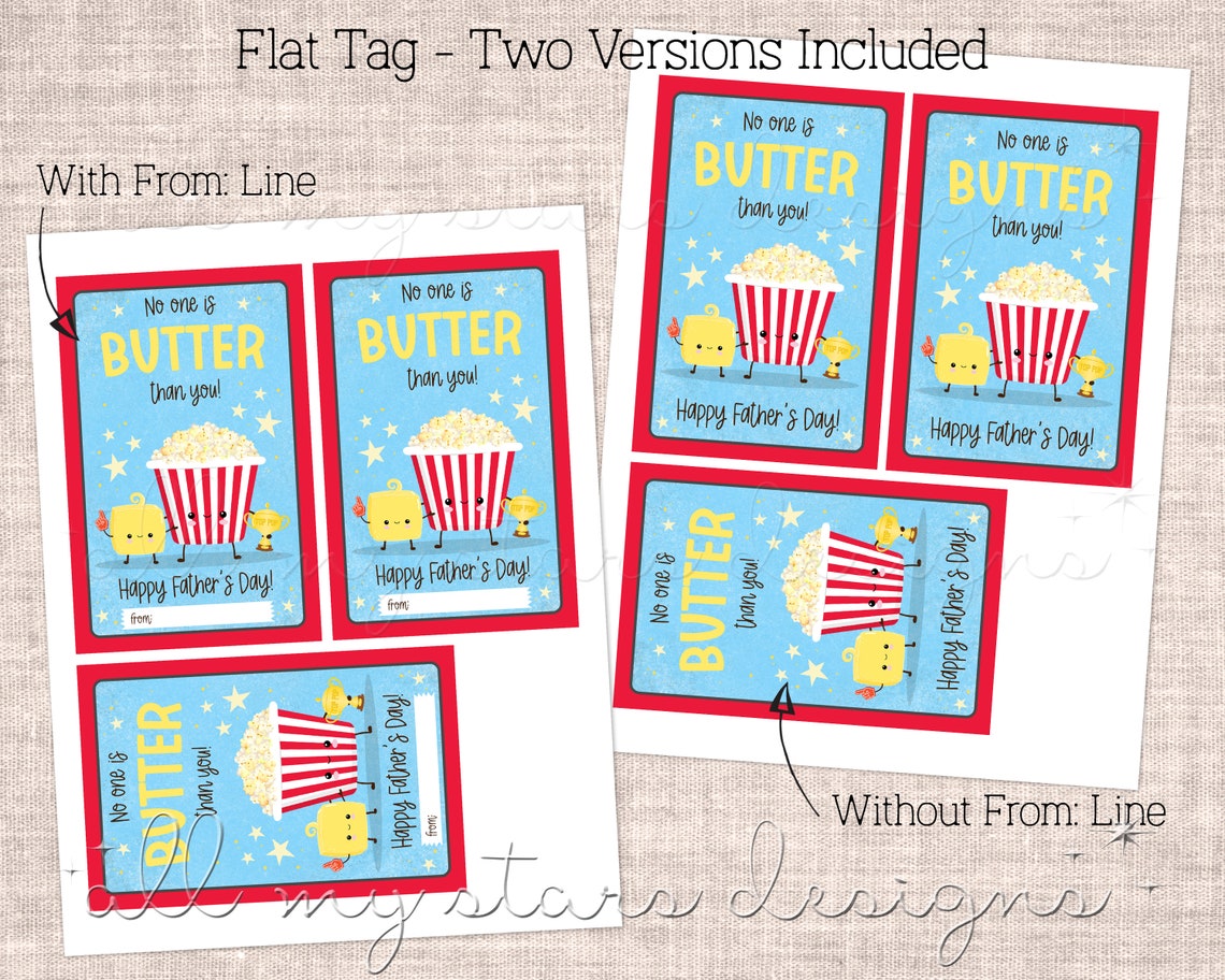 PRINTABLE No One IS BUTTER Than You! Happy Father's Day! Popcorn Tag ...
