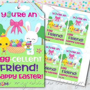 PRINTABLE You're an Egg-cellent Friend! Happy Easter! Tag | Instant ...