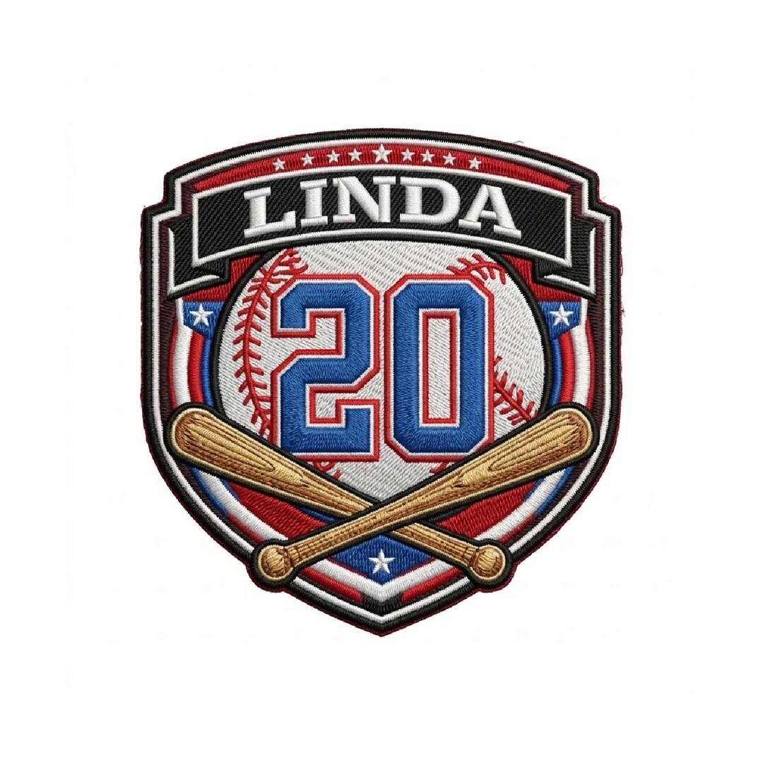 Custom Baseball Name and Number Patch With Bats Personalized Team Patch ...