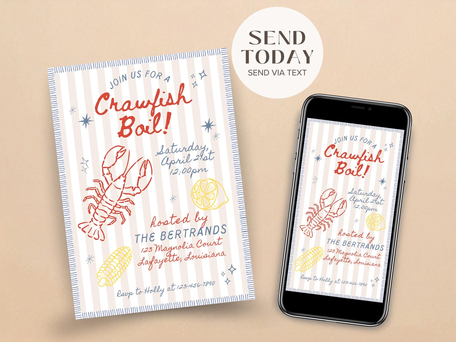 Crawfish Boil Party Invitation Template, Let the Good Times Boil ...