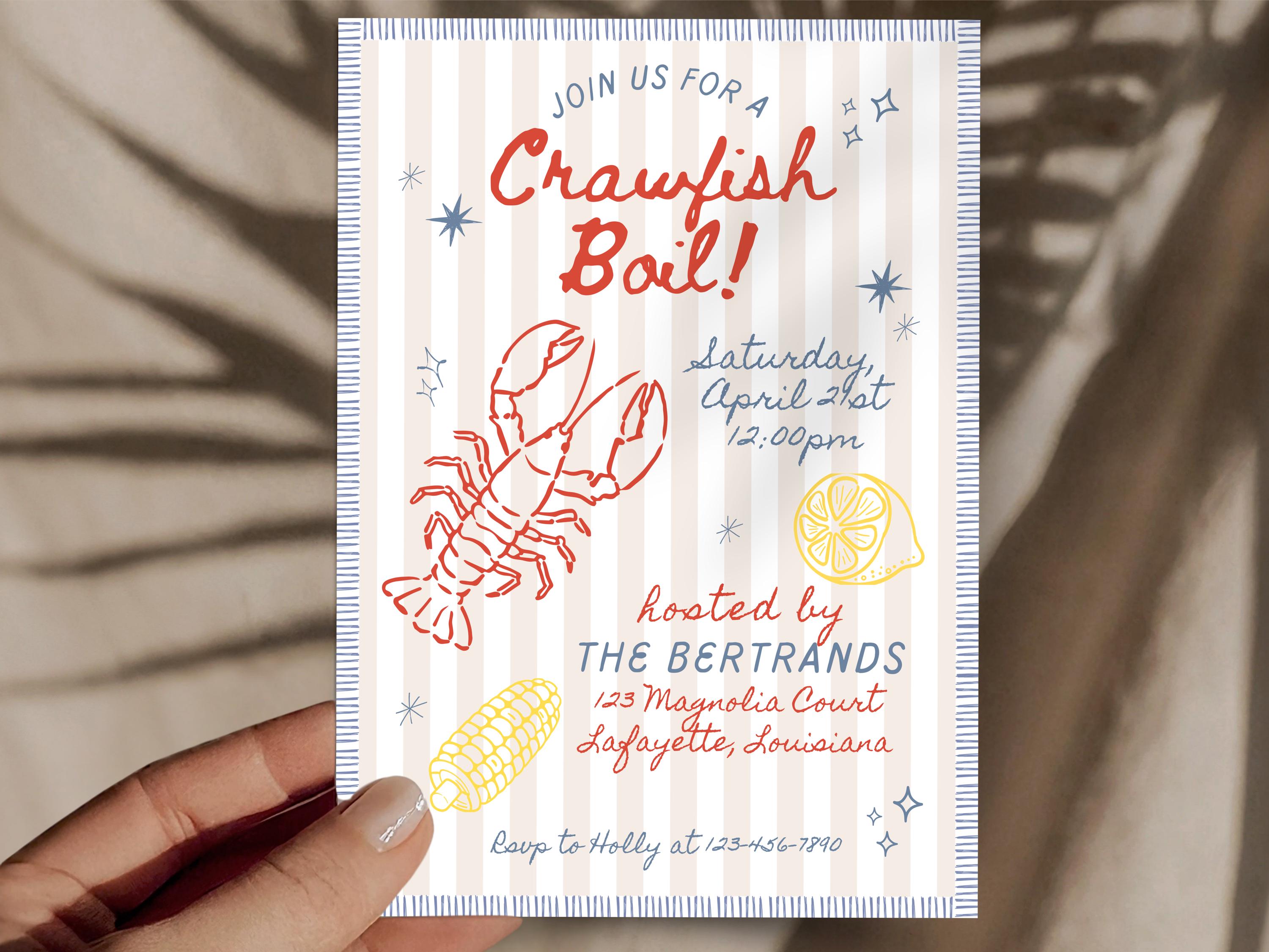 Crawfish Boil Party Invitation Template, Let the Good Times Boil ...