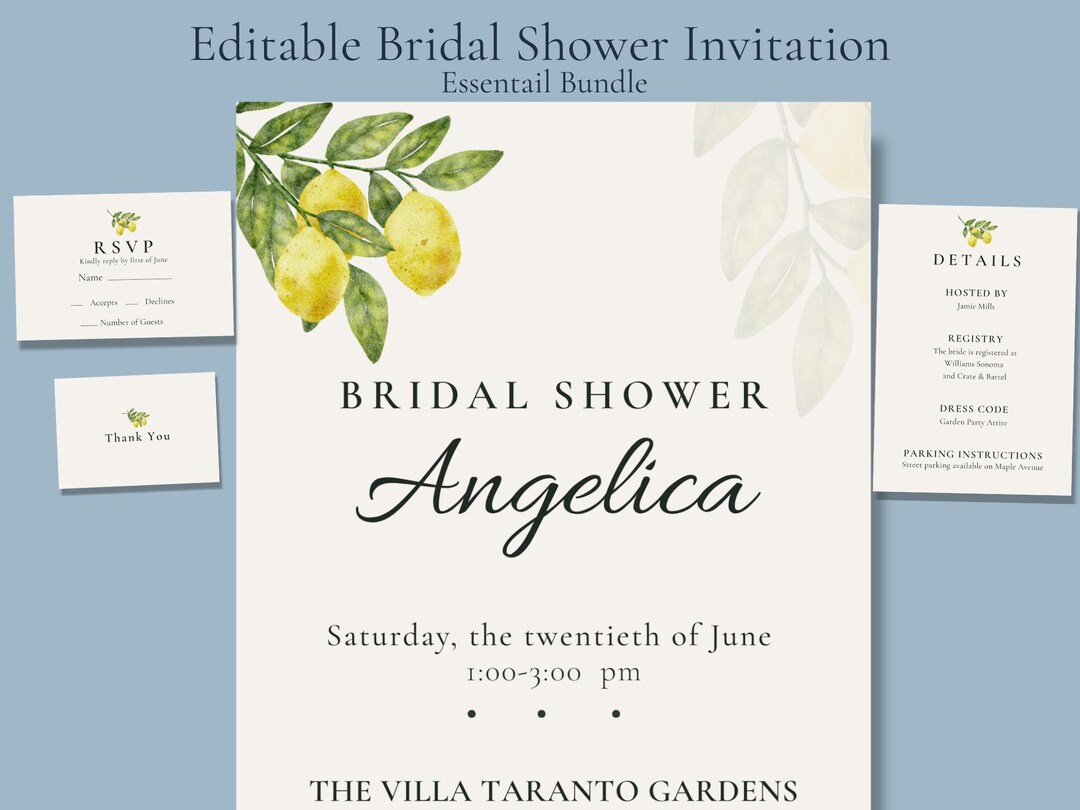 Italian Bridal Shower Invitation Template Canva Editable Amalfi Coast ...