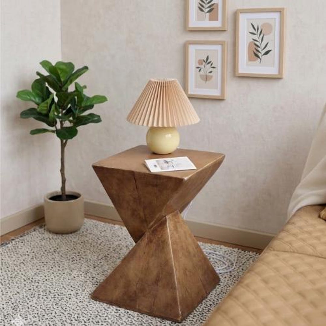 Concrete Accent Side Table Modern Geometric End Table Small Indoor ...