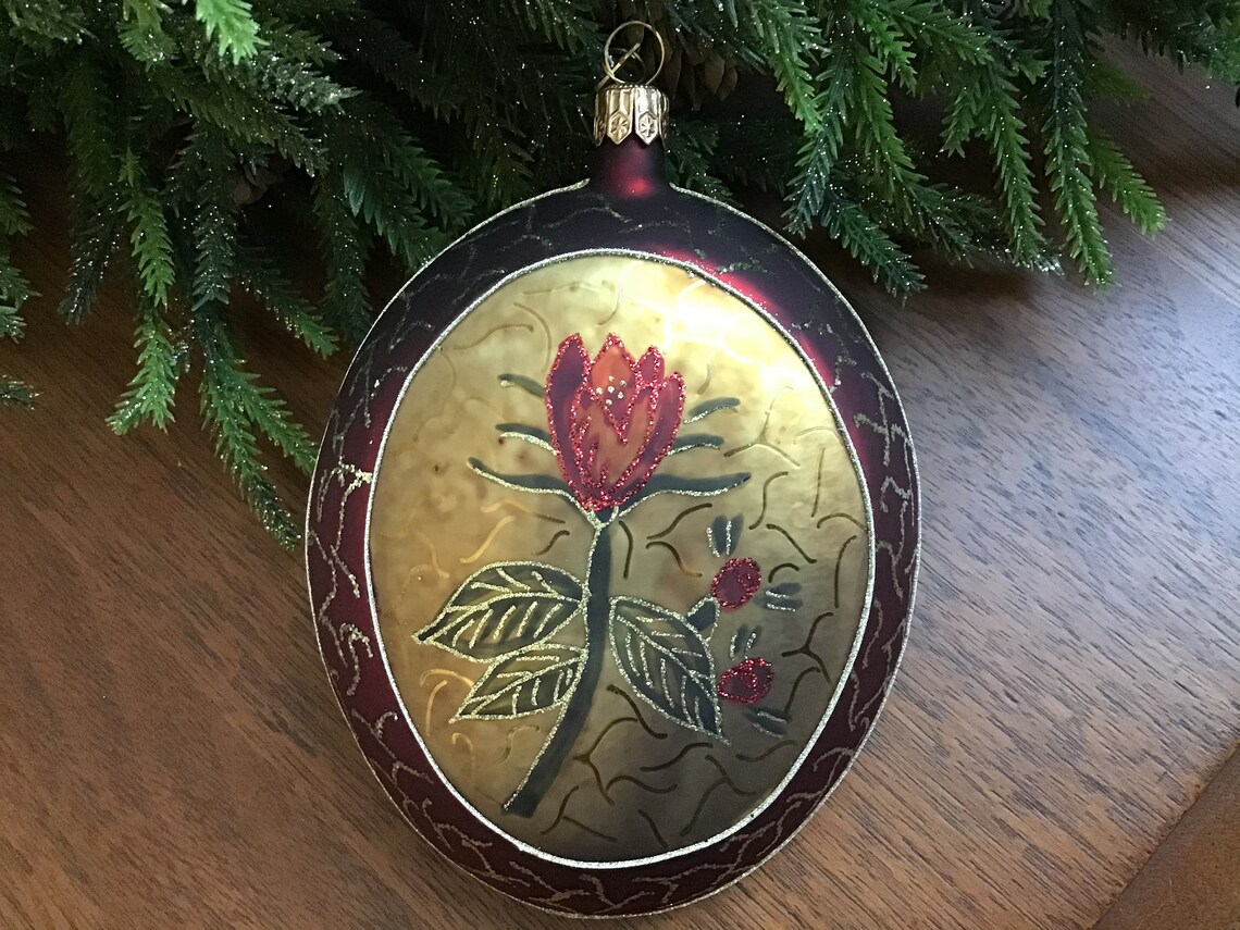 Department 56 Beautiful Large Glass Ornament Oval Disc Shaped - Etsy