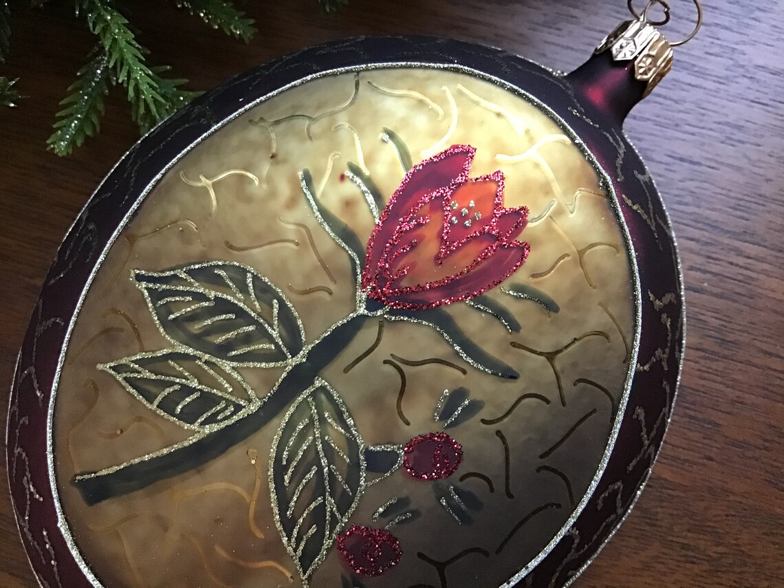 Department 56 Beautiful Large Glass Ornament Oval Disc Shaped - Etsy