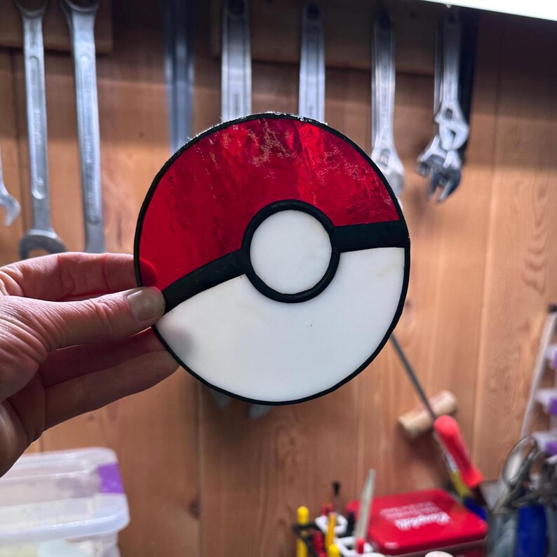 Pokeball Sun Catcher Stained Glass - Etsy