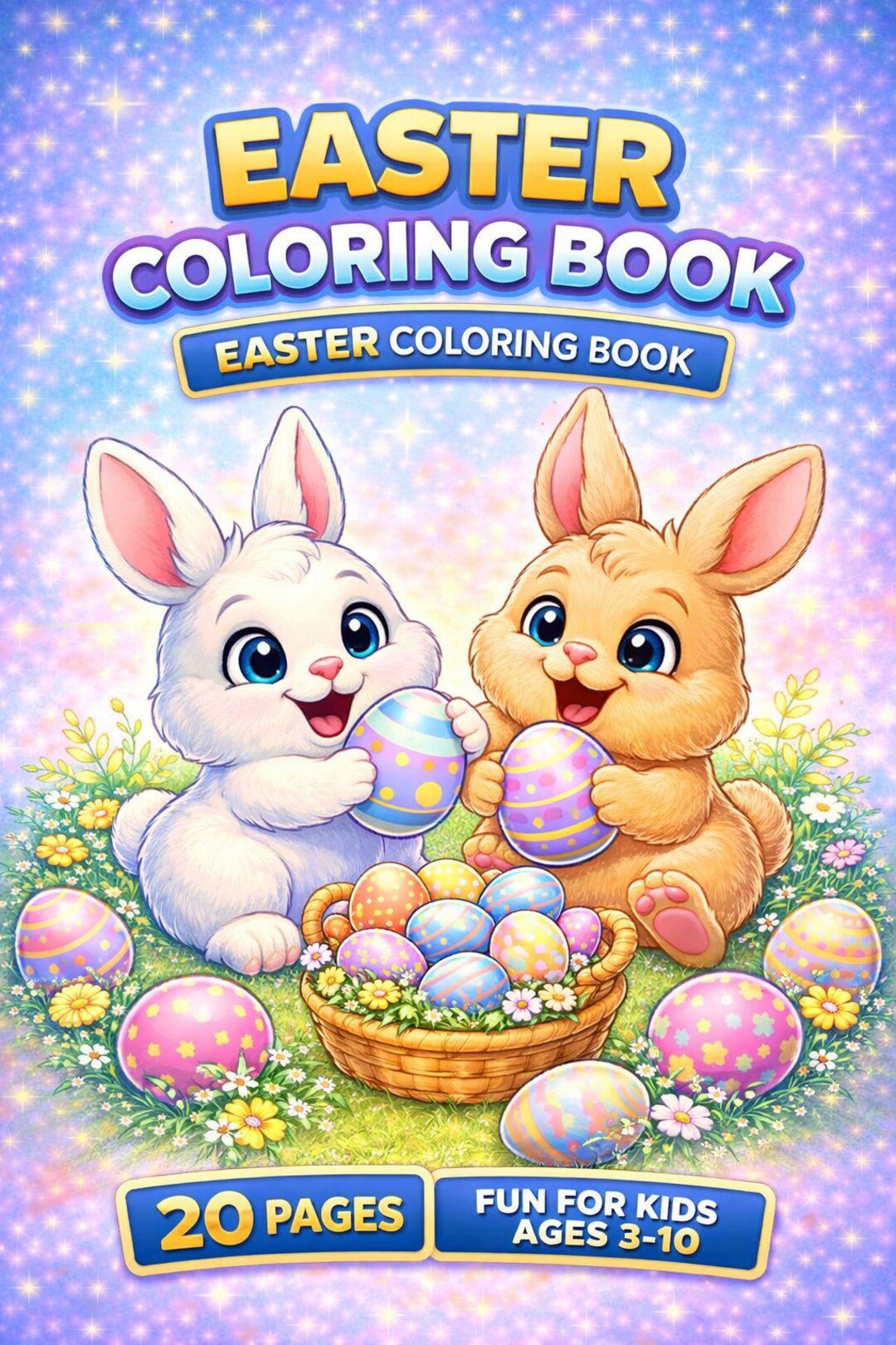 Easter Coloring Book, Bunny Animal Pages, Kids Activity, Printable PDF ...