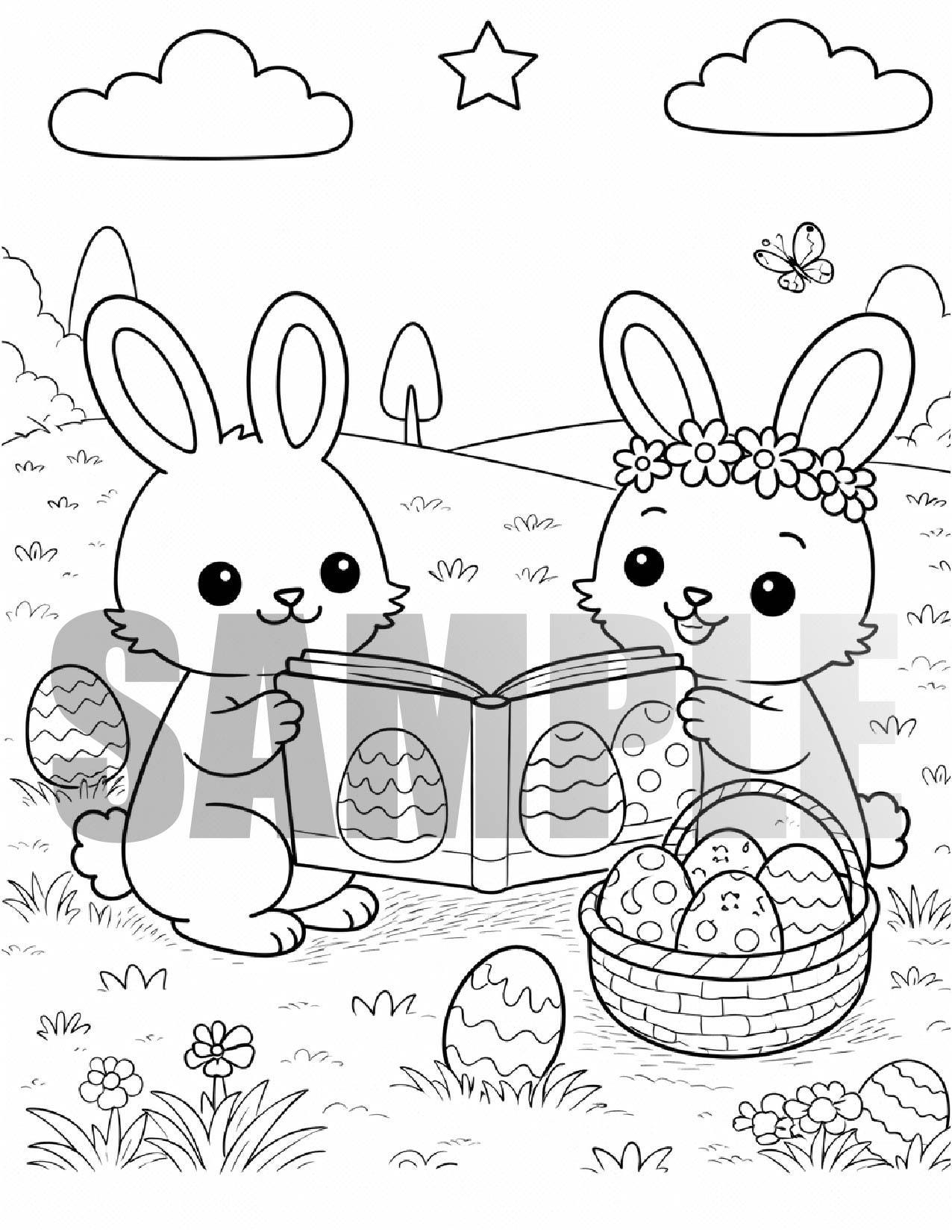 Easter Tea Party Coloring Book, Bunny Animal Pages, Kids Activity ...