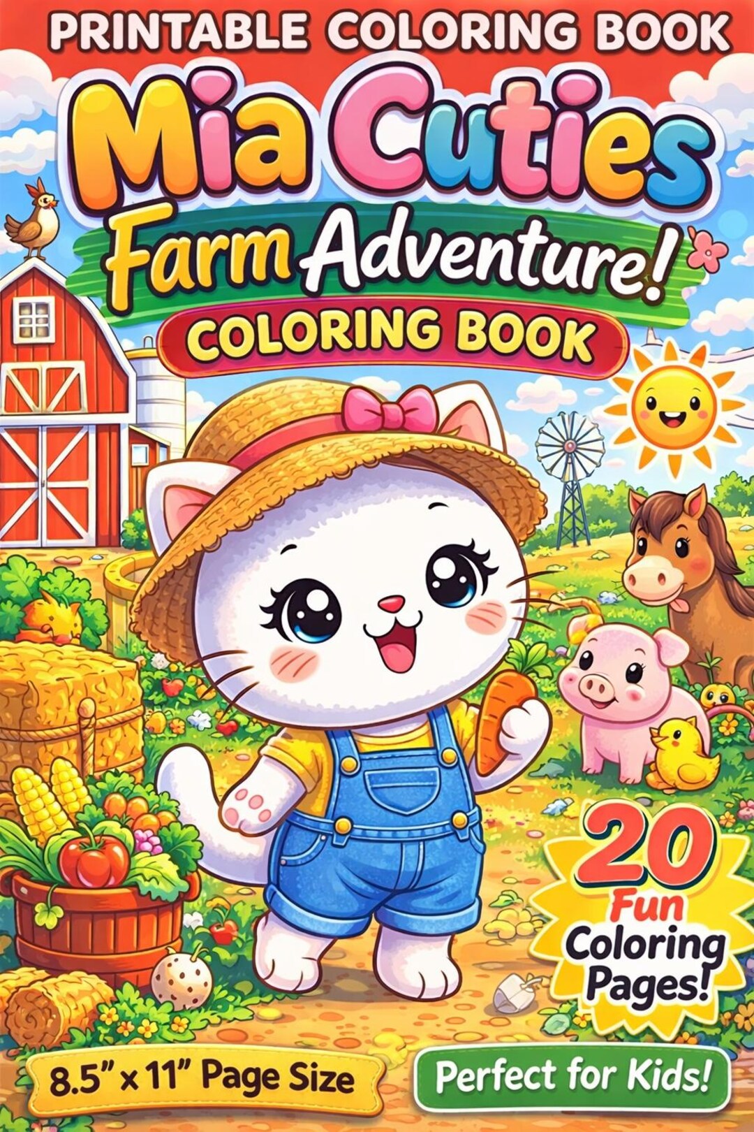 Farm Adventure Coloring Book for Kids | 20 Fun Animal Pages (PDF ...