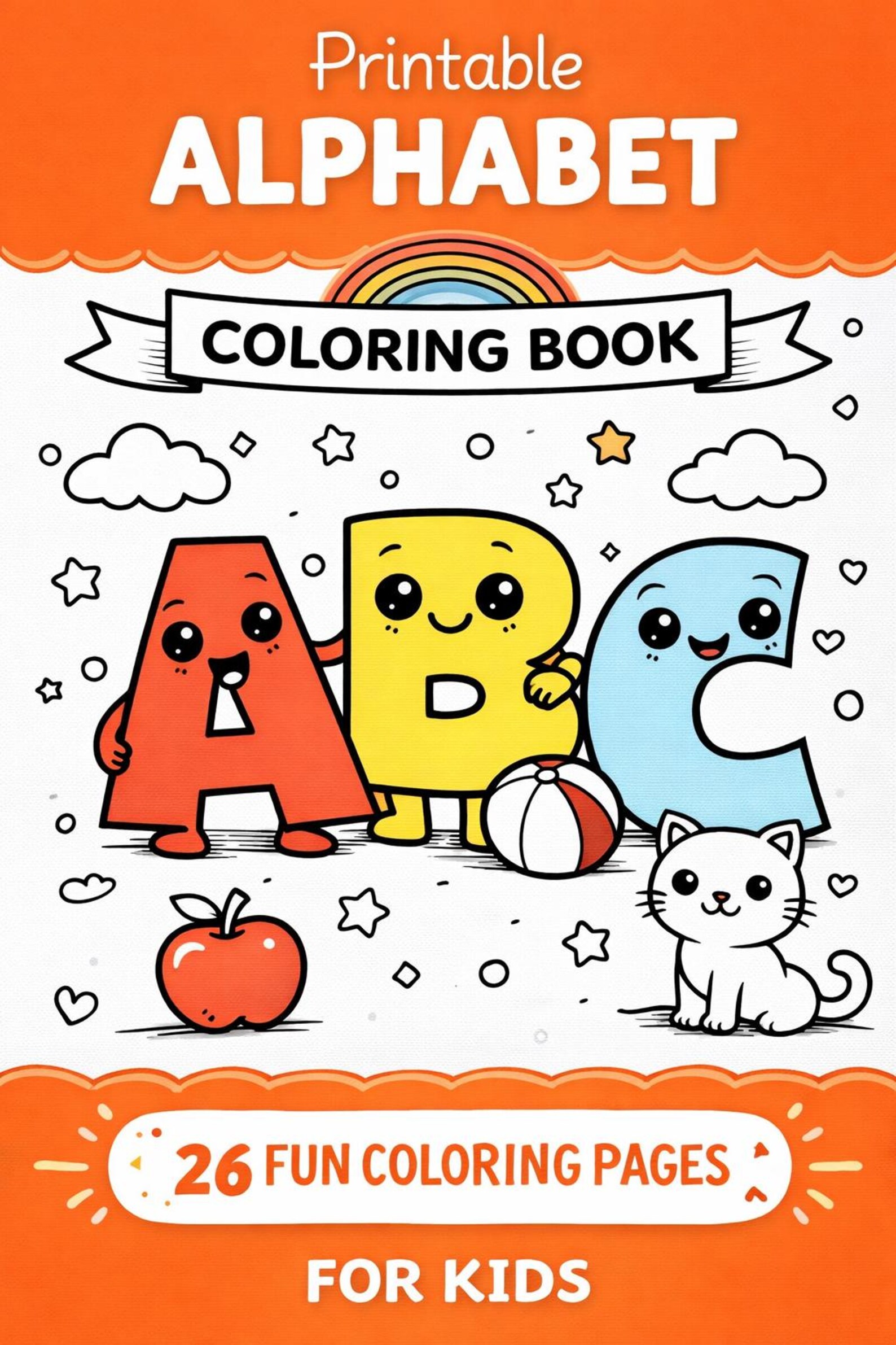 Animal Alphabet Coloring Book for Kids, A-Z Learning Activity (PDF ...