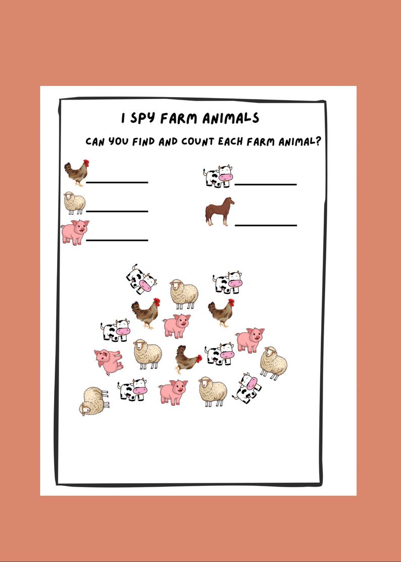 Farm Animals I Spy Printable for Kids | Preschool Activity | Toddler ...