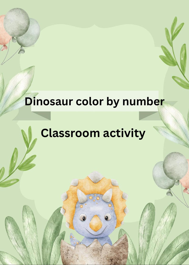 Dinosaur Color by Number Printable | Teacher Classroom Activity ...