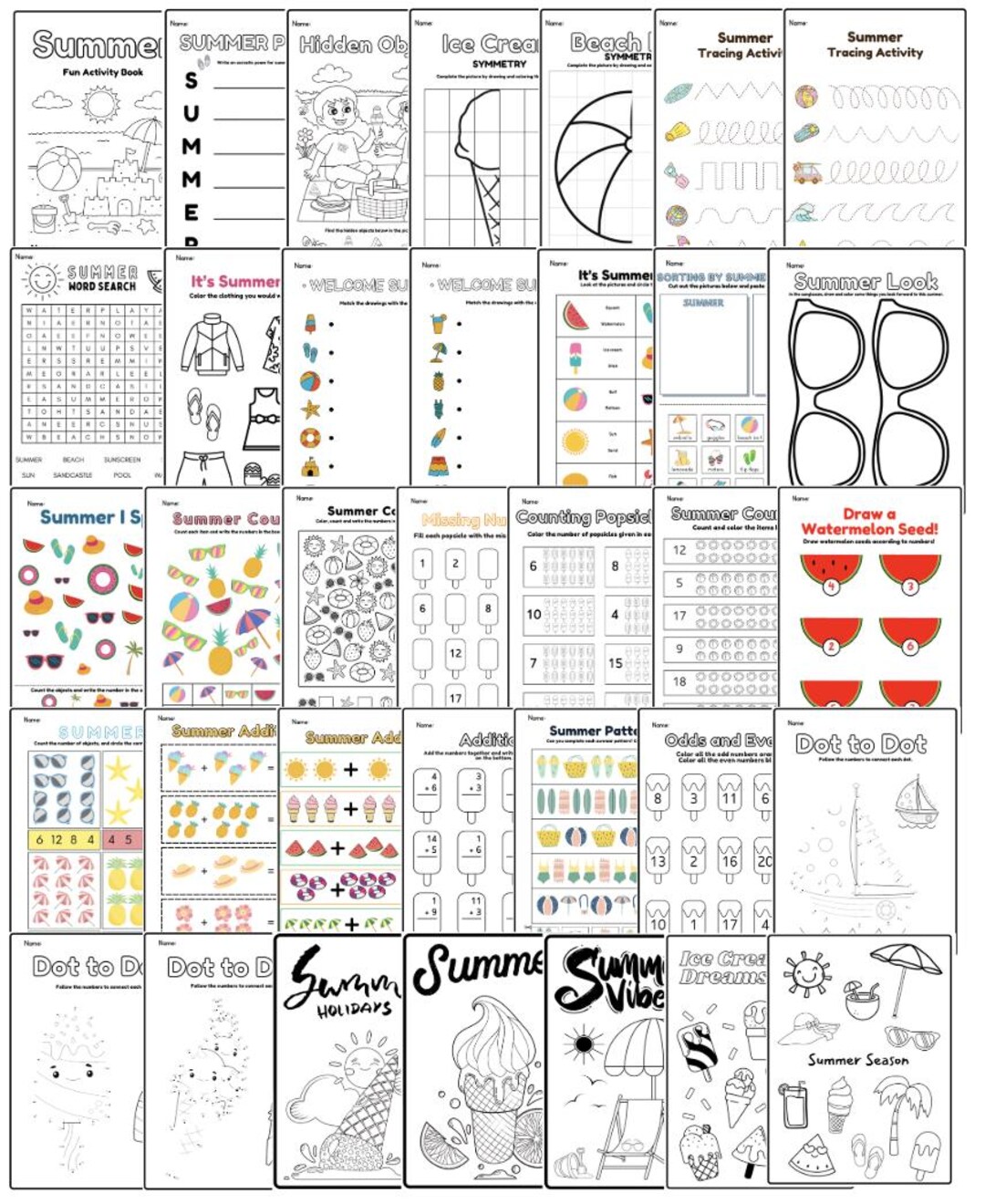 Summer ELA and Math Packet | No Prep Worksheets (35 Pages) - Etsy