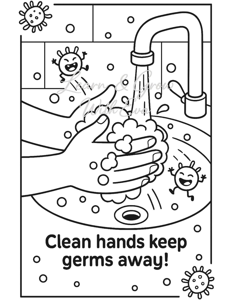 Personal Hygiene Coloring Pages for Kids – Printable Health & Self-care ...