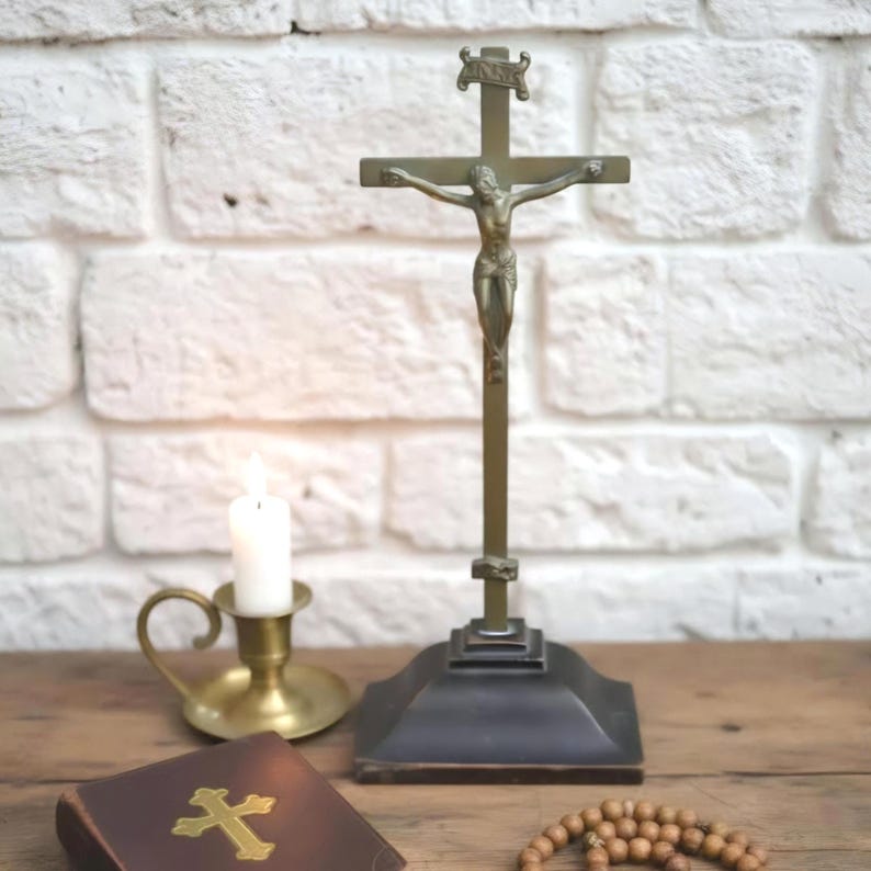 Antique French Brass Crucifix, Cross and Skull With Corpus of Christ ...