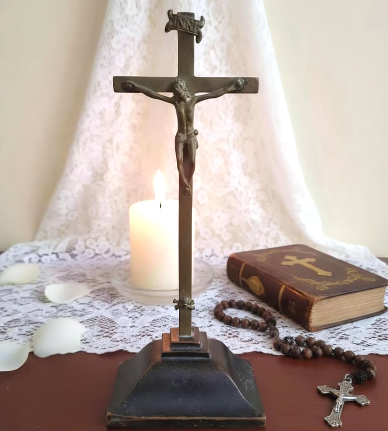 Antique French Brass Crucifix, Cross and Skull With Corpus of Christ ...