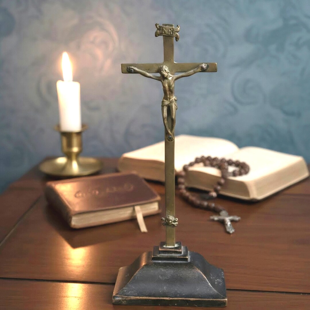 Antique French Brass Crucifix, Cross and Skull With Corpus of Christ ...