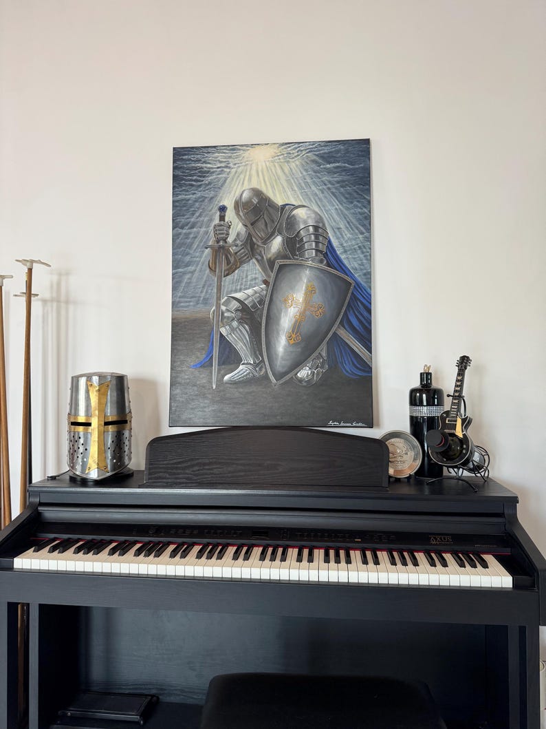 Armour of God Knight Painting – Acrylic Christian Warrior Wall Art ...