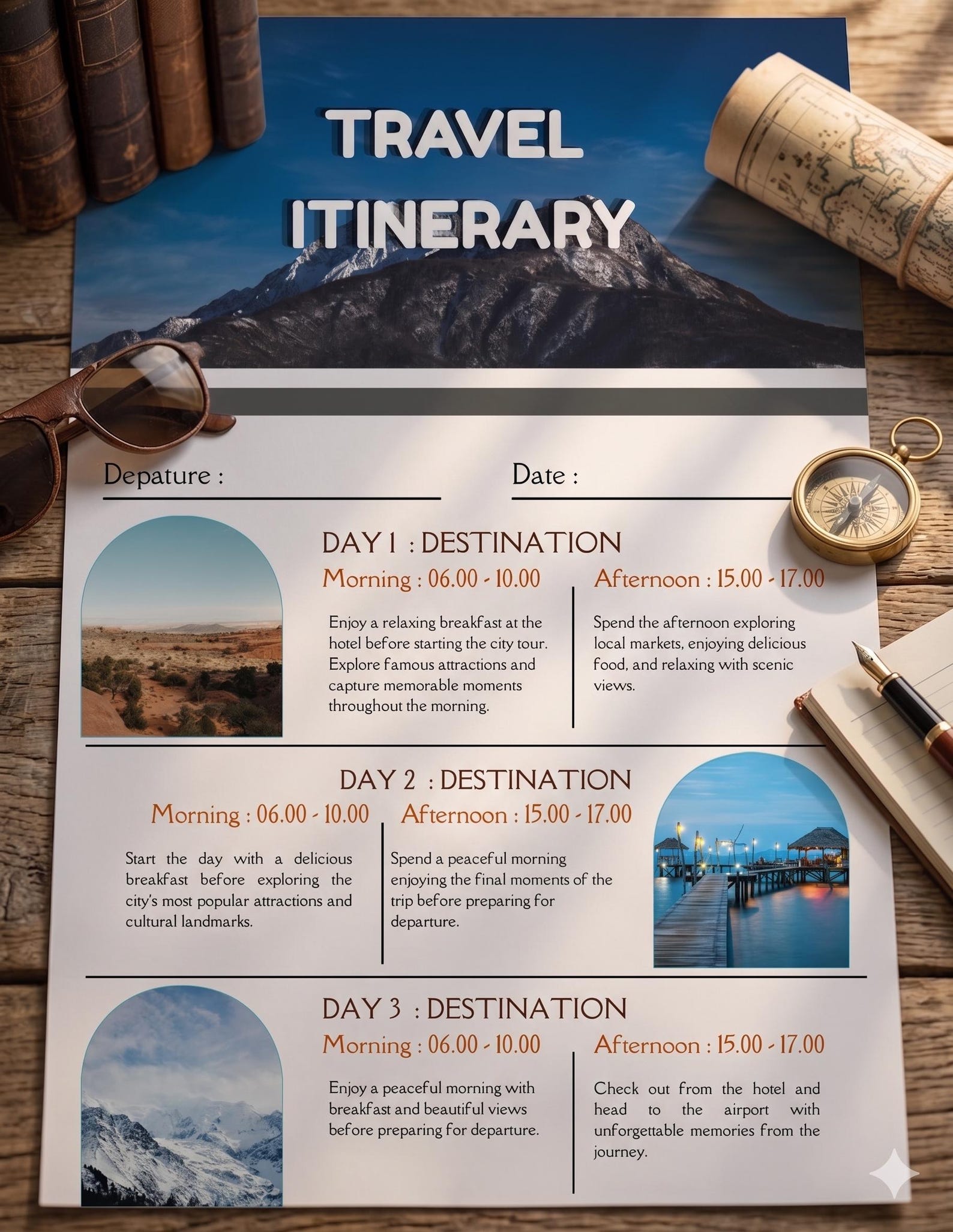 Editable Travel Itinerary Template Canva | Printable Vacation Planner ...