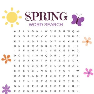 Spring Word Search for Kids Printable - Etsy