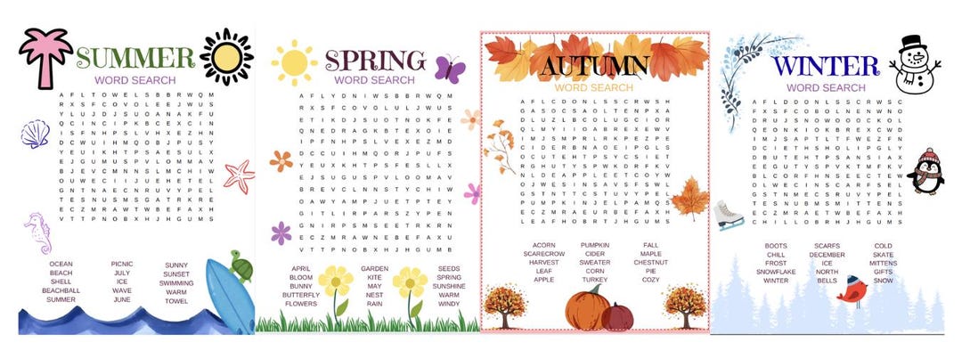 Bundle of All 4 Seasons Word Search! - Etsy
