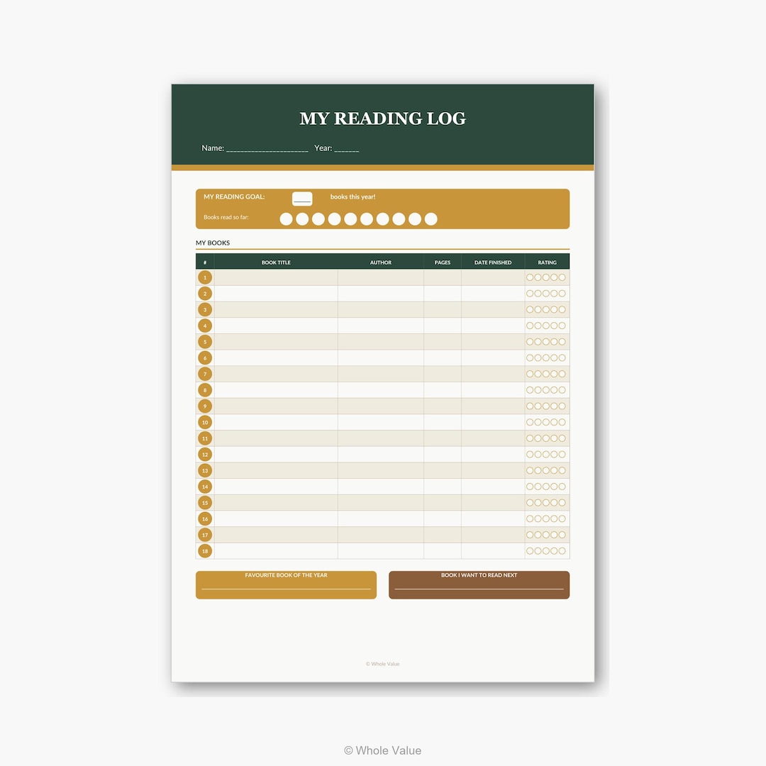 Kids Reading Log Printable PDF | 22-book Tracker With Star Ratings ...