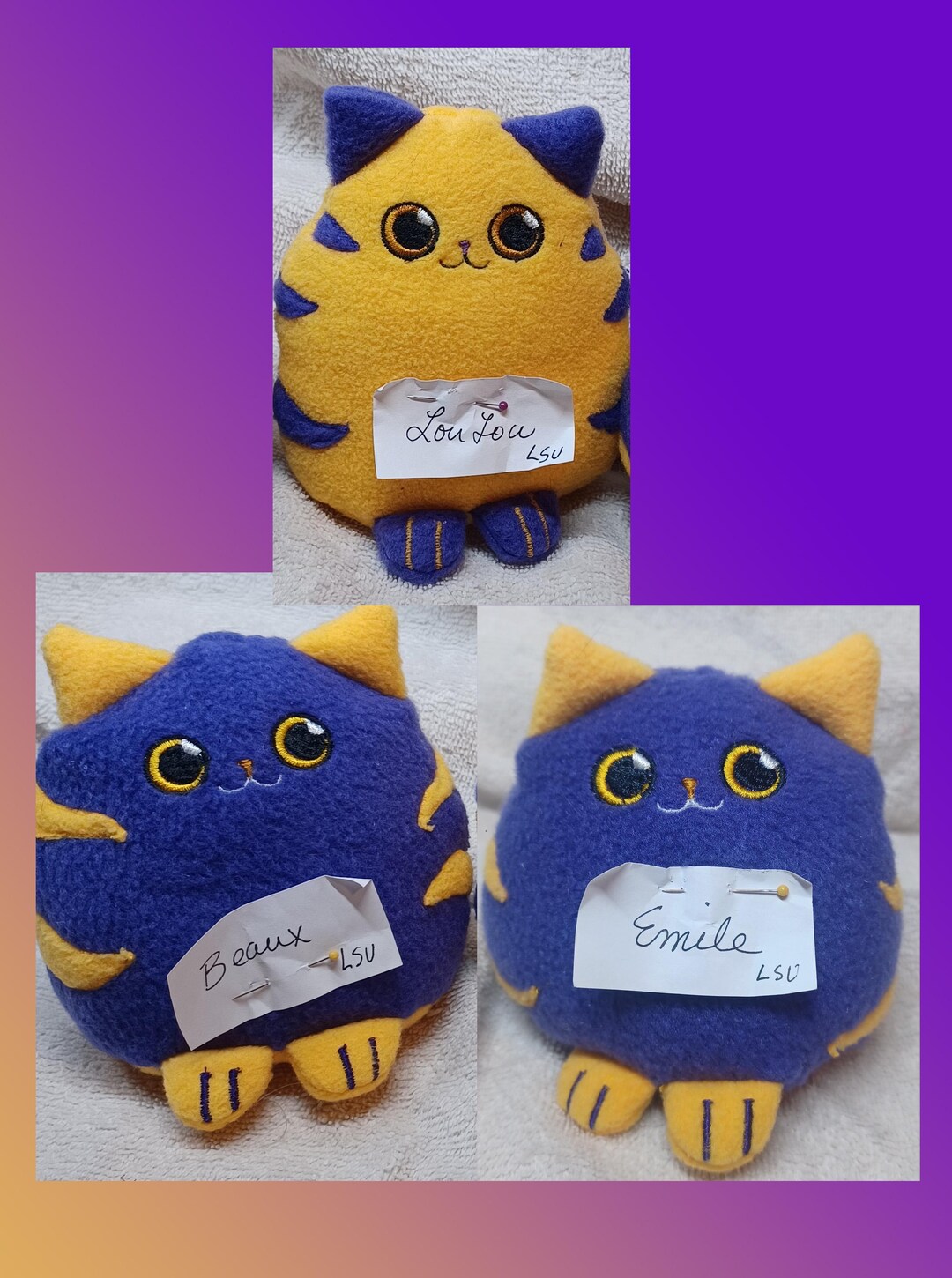 LSU Lil' Fat Cats! 2-colors: Purple + Gold With Tiger Stripes ...