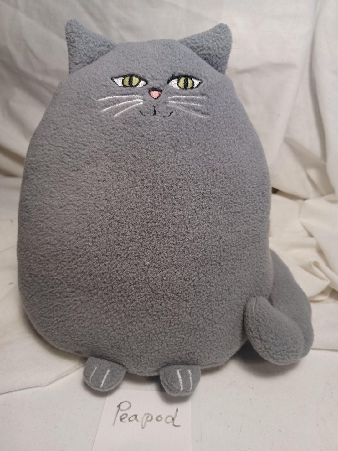 SLIGHTLY Fat Cat Gray 'whimsical Eyes' - Fleece Fabric in Gray Shades ...