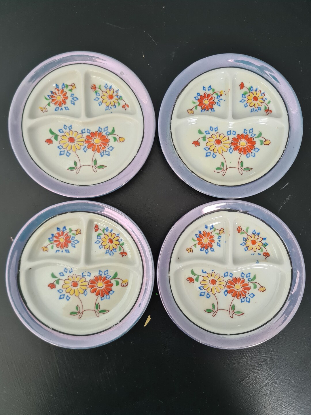 Vintage Childs Lusterware Divided Plates Set of 4 - Etsy